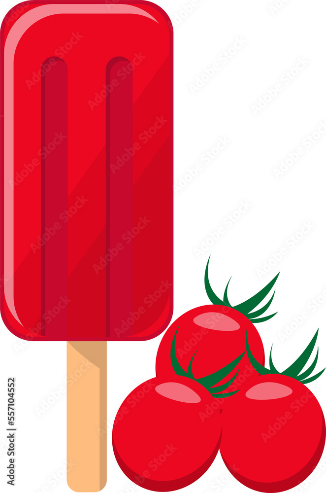 Cartoon comic vector of tomato popsicle Stock Illustration | Adobe Stock