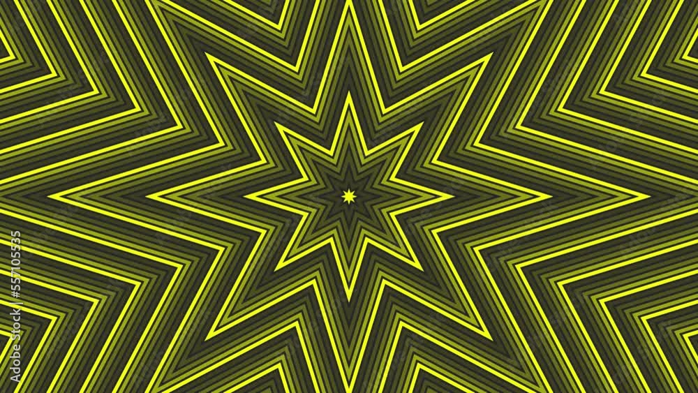 Yellow octagonal star simple flat geometric on dark grey black ...