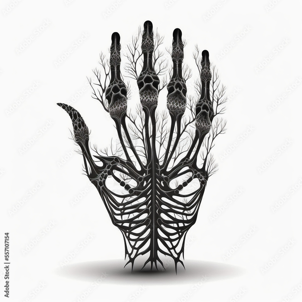 Skeleton hand. Hand for tattoo, design or logo. Generative AI. Stock ...