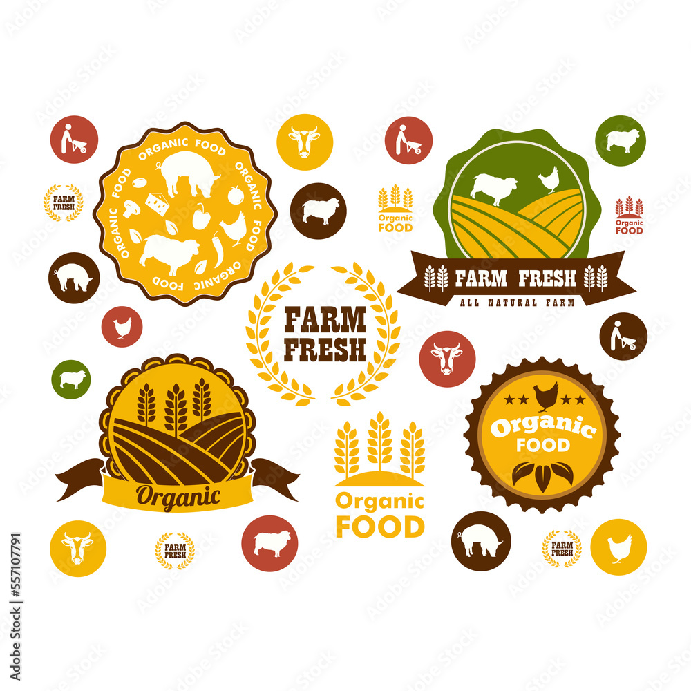 this is a set of farm emblem logotype depicting farm related things ...