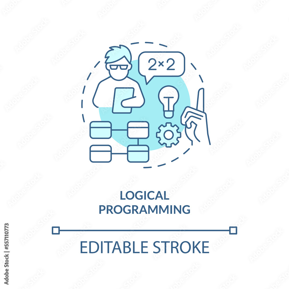 Logical programming turquoise concept icon. Coding paradigm type ... Logical programming turquoise concept icon. Coding paradigm type ...