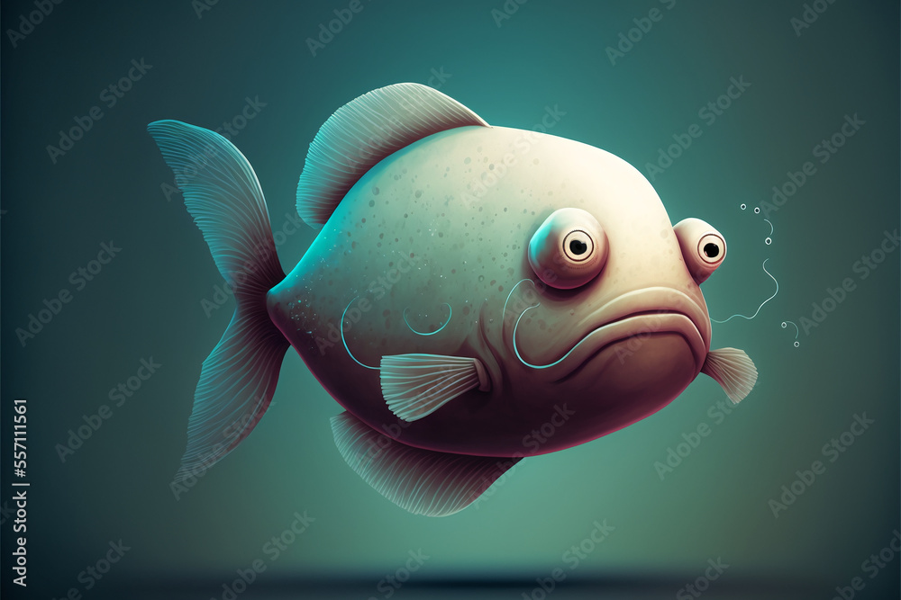 Blobfish illustration, species of rare fish that lives in the depths of ...