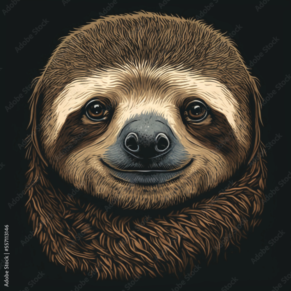 Sloth face vector illustration for logo or design. Generative AI. Stock ...