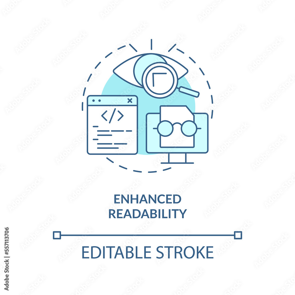 Enhanced readability turquoise concept icon. Functional programming ...