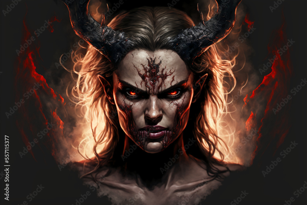 Succubus, a supernatural demon. Evil and seductive female devil. Generative AI. Stock ...