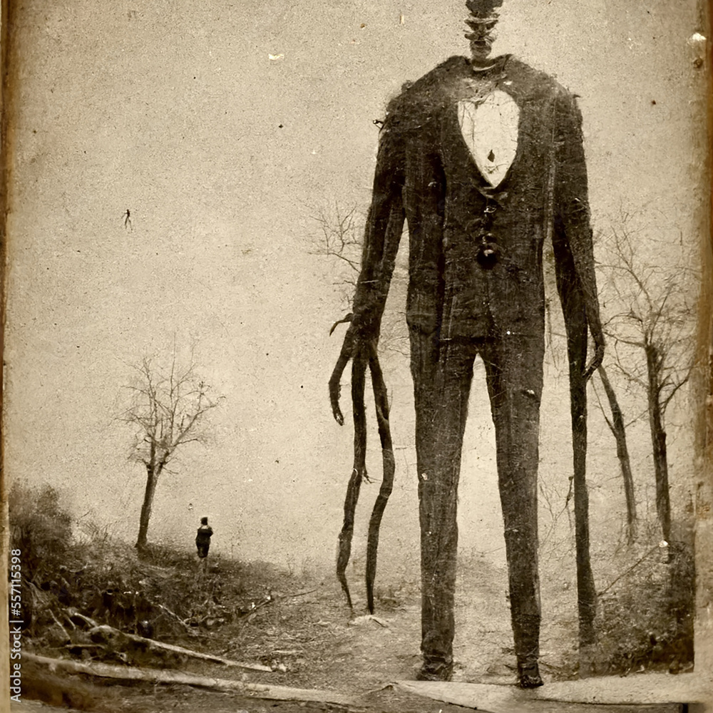 1800s Photo of Slenderman AI Generated Stock Illustration | Adobe Stock