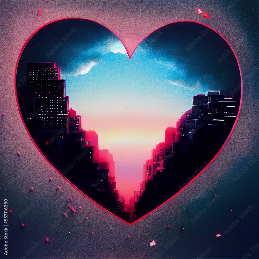 Cinematic Vaporwave Heartbreak AI Generated Stock Illustration | Adobe ...