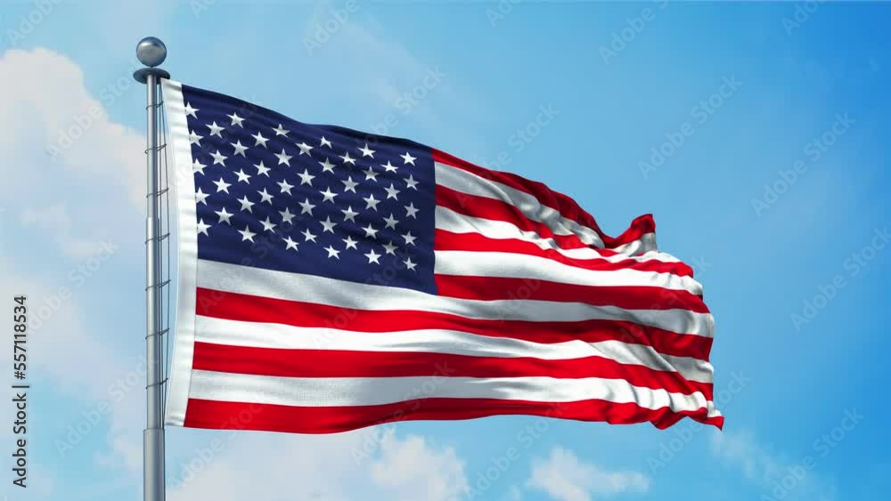 American Flag Loop. Independence Day USA. Realistic 4K. 30 fps flag of ...