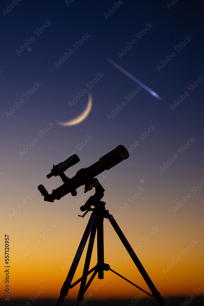 Astronomy telescope for observing night sky, Moon, planets, stars and ...