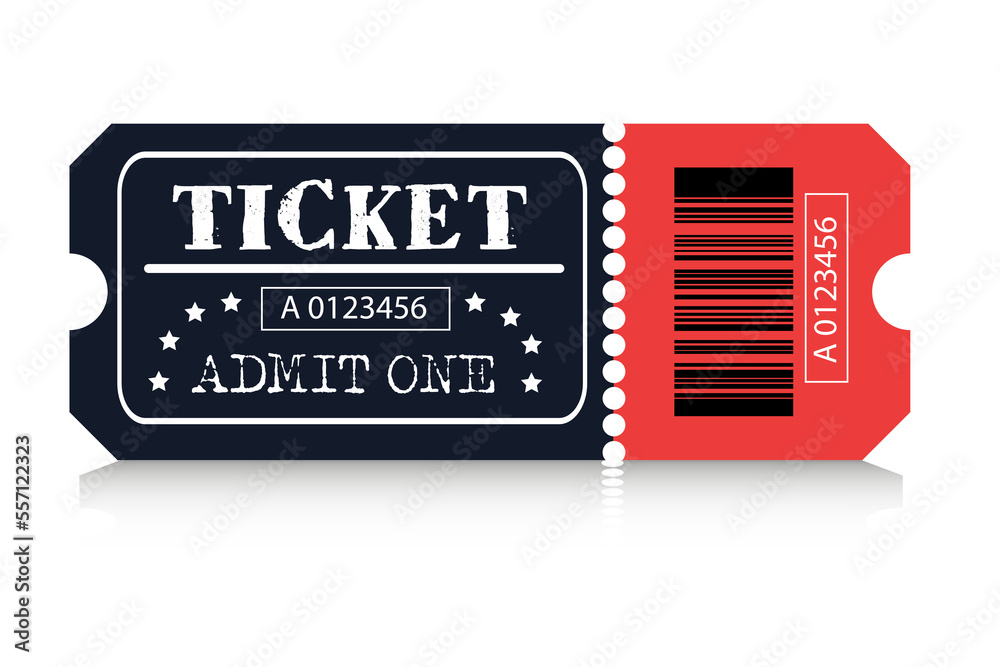 Cinema ticket with barcode. Movie ticket template. Realistic cinema ...