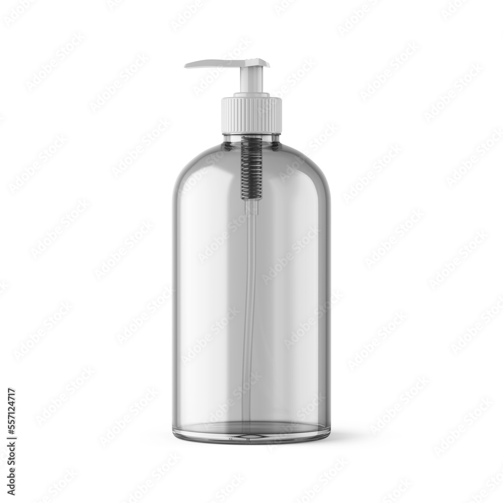 Plastic bottle of the transparent liquid soap isolated on white ...