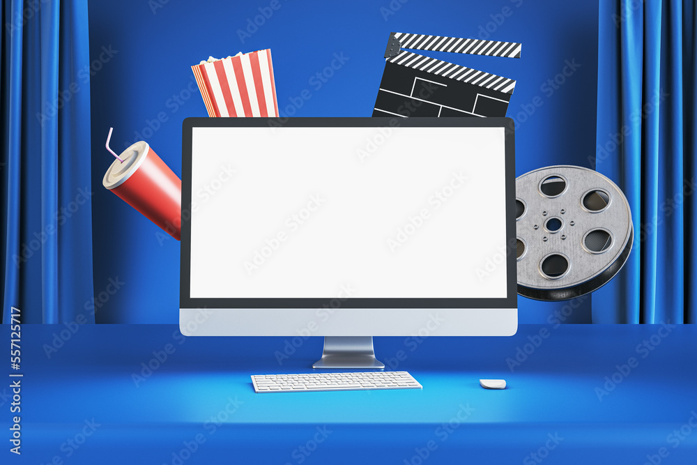 Illustrazione Stock Online cinema movie watching concept with blank ...