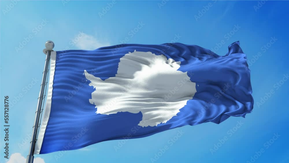 Antarctica Flag Loop. Realistic 4K. 30 fps flag of the Antarctica. Antarctica flag waving in the ...