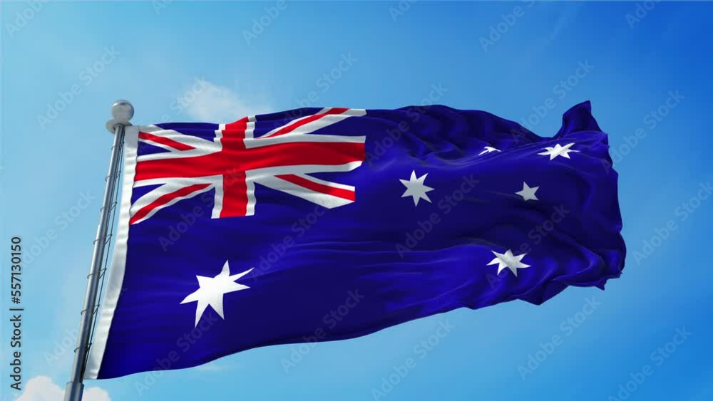 Australian Flag Loop. Realistic 4K. 30 fps flag of the Australia ...