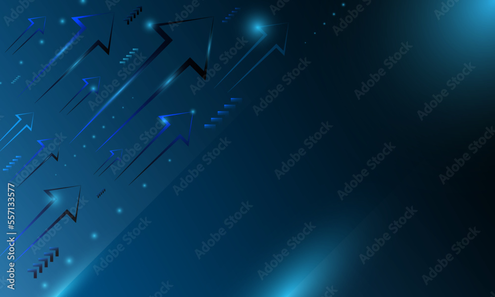 Arrow up with speed line on blue background. Technology speed ...