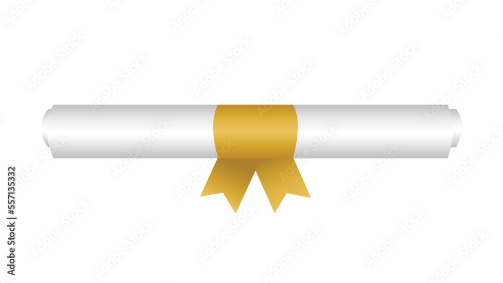 Rolled up award sheet with gold ribbon. Certificate of education and ...