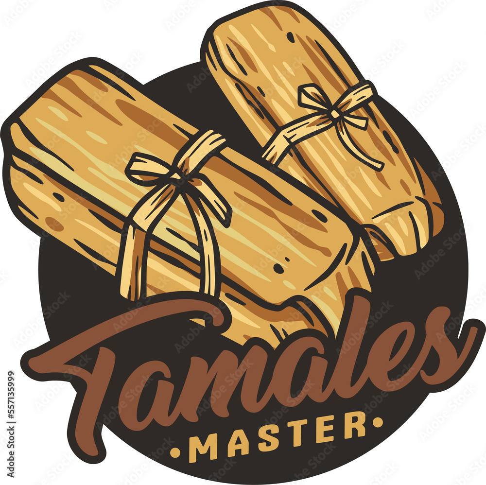 Latin tamale food vector with corn leaves for logo or emblem ...