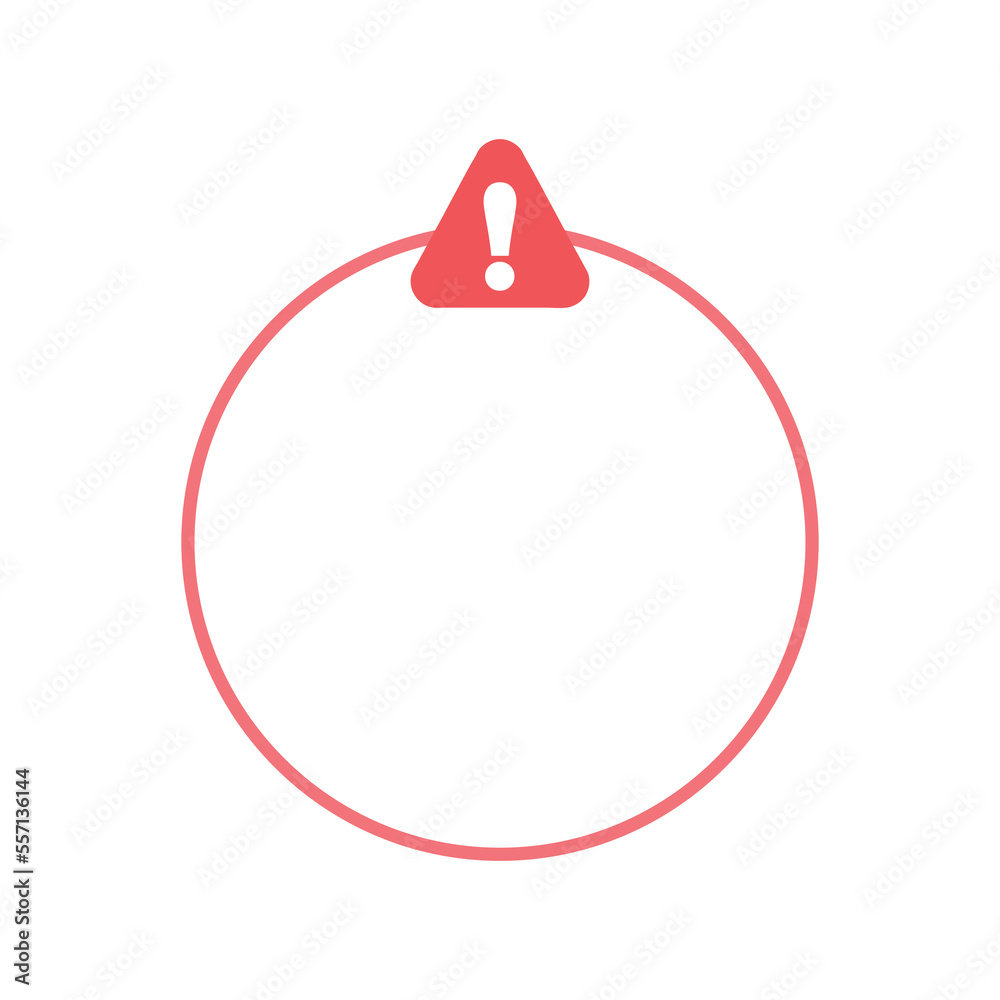 Circle frame with red exclamation mark. Attention warning symbol with ...
