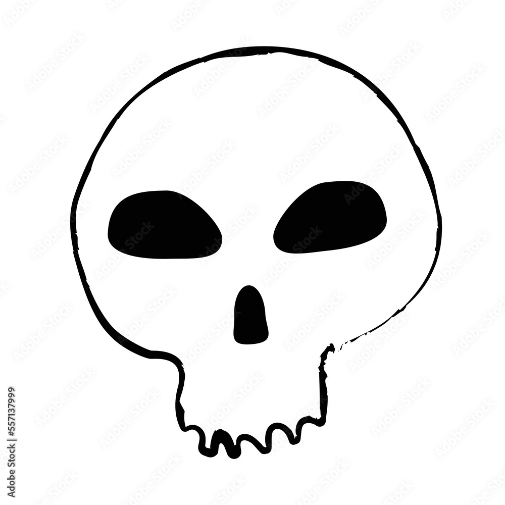 Hand drawn skull. Abstract dead man symbol for scary party and ...