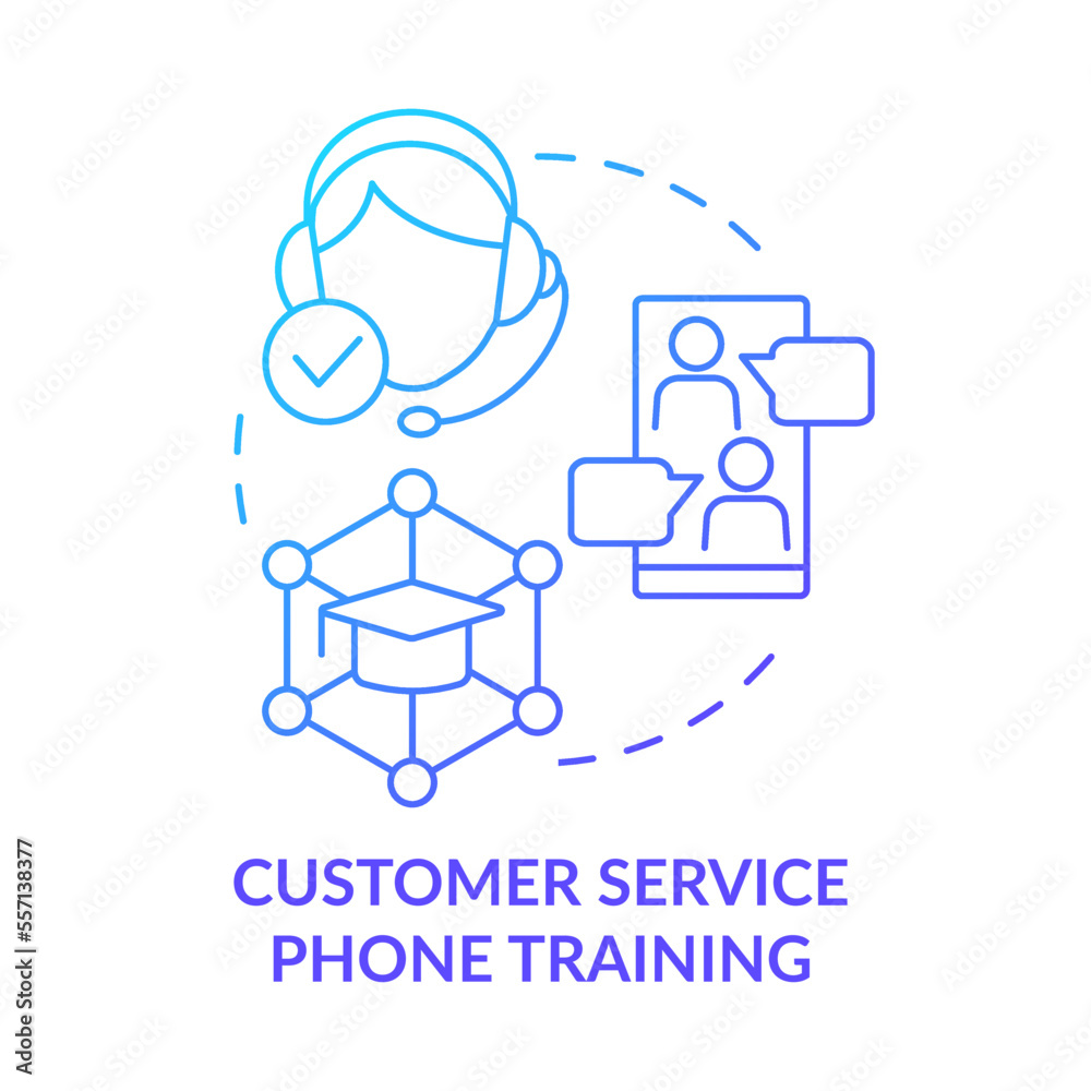 Customer service phone training blue gradient concept icon. Call center ...