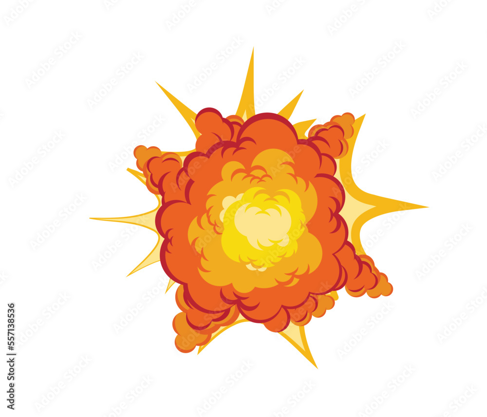 Powerful fire explosion. Dangerous explosive with red flame energy ...