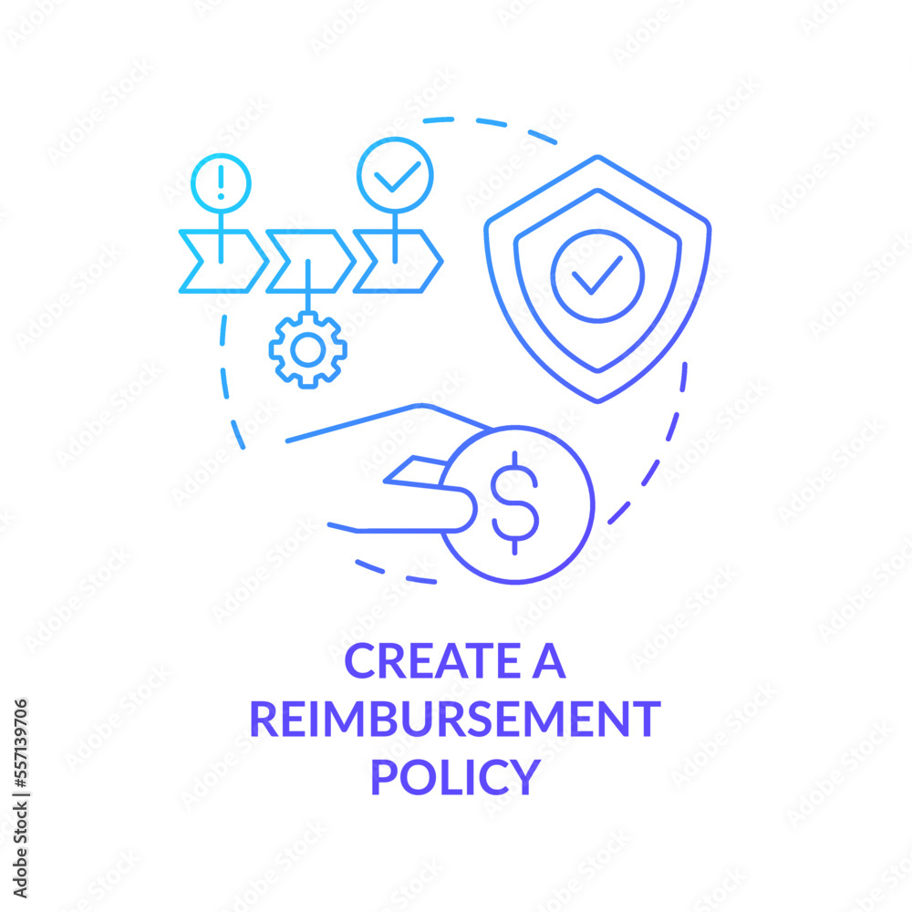 Grafika wektorowa Stock: Create reimbursement policy blue gradient ...