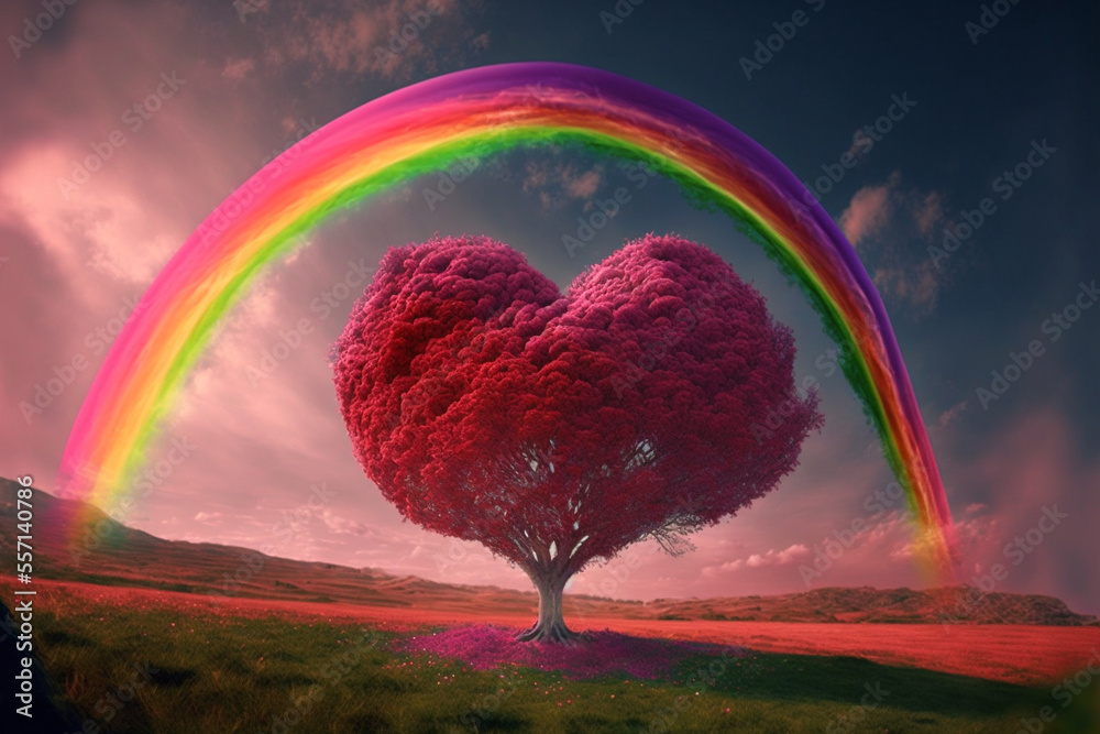 Heart tree. Red heart shaped tree. Valentine background. Love ...