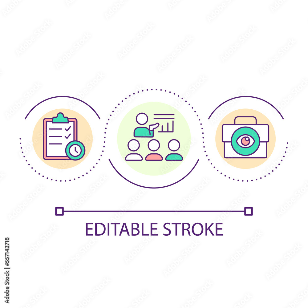 Transparency in workplace loop concept icon. Business activity abstract ...