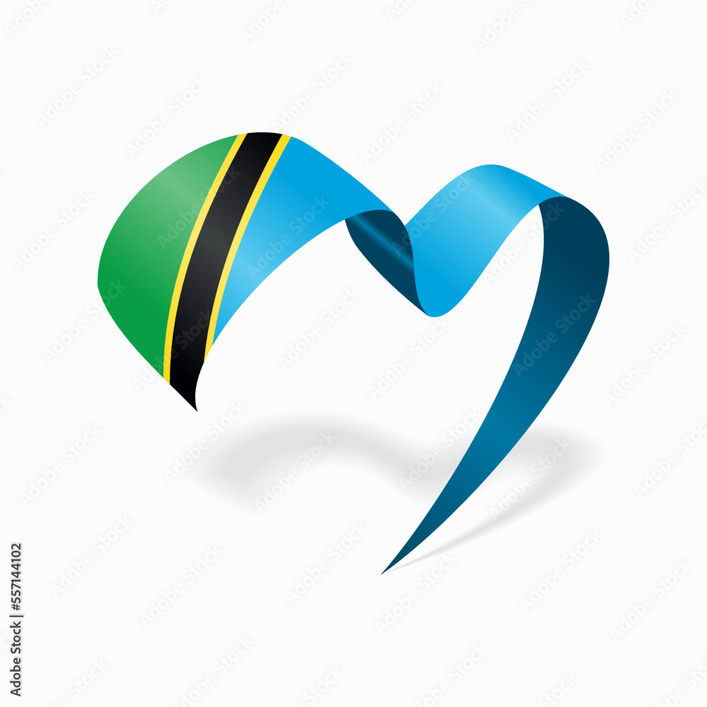 Tanzanian flag heart-shaped wavy ribbon. Vector illustration. Stock ...