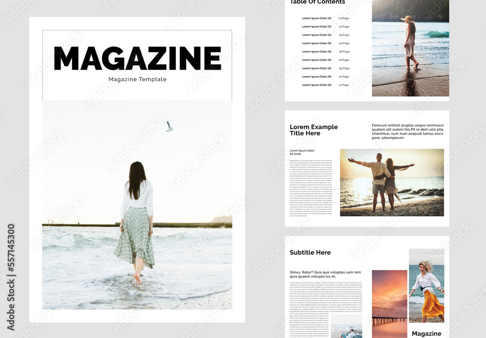 Clean Magazine Layout Stock Template | Adobe Stock
