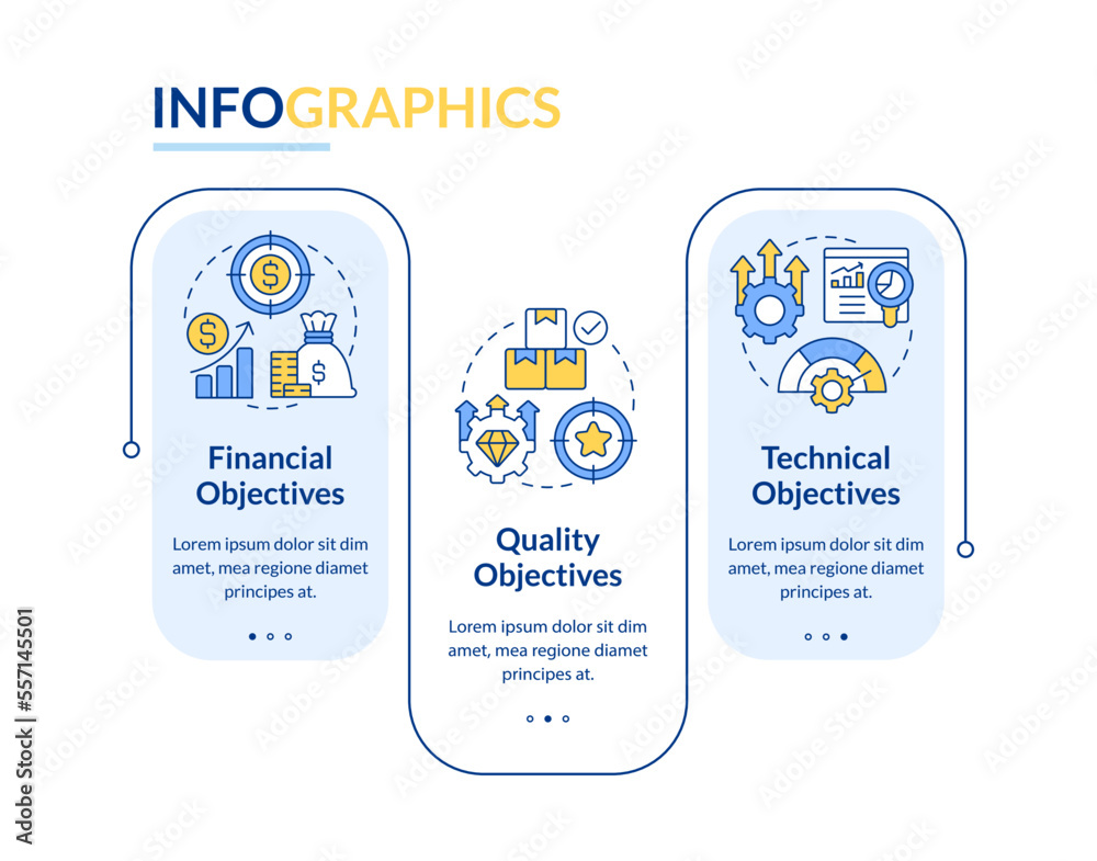 Project management objectives rectangle infographic template. Data ...