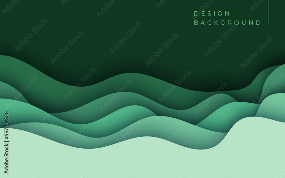 Multi layers green texture 3D papercut layers in gradient vector banner ...