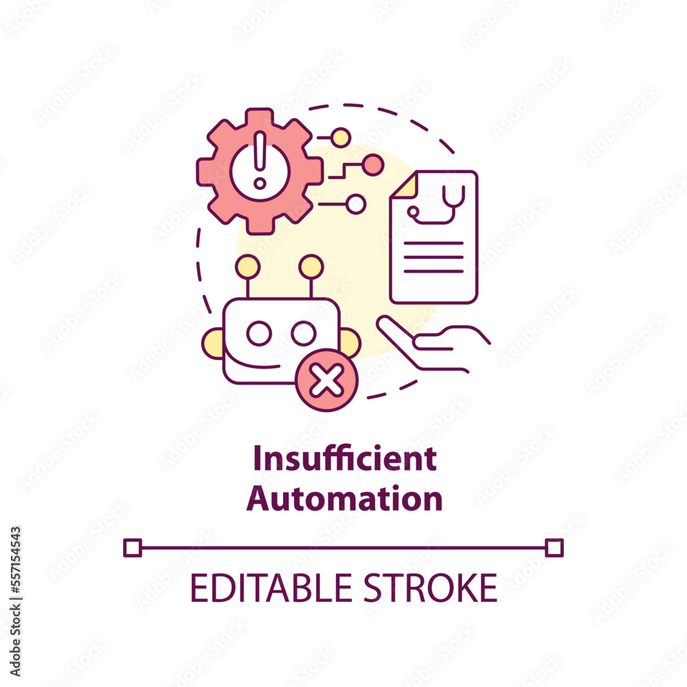 Insufficient automation concept icon. Tech-related challenge in public ...