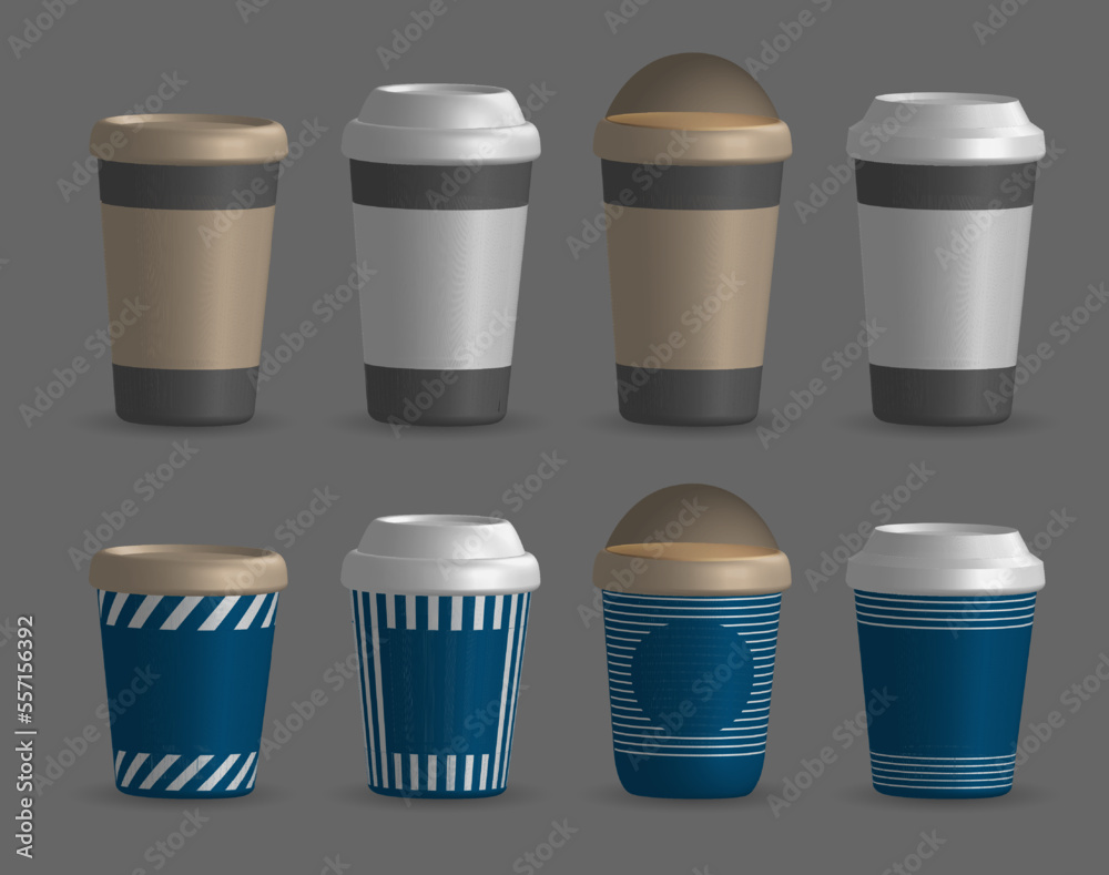 closed paper cup set. Collection of Plastic Cups with Covers, Front ...