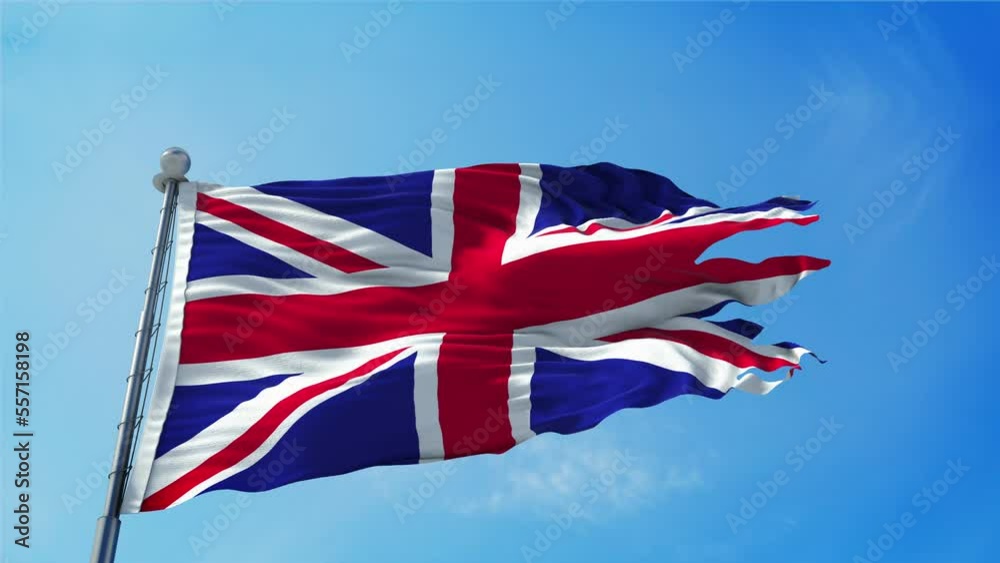 England Flag Loop. Realistic 4K. 30 fps flag of the UK. United Kingdom ...