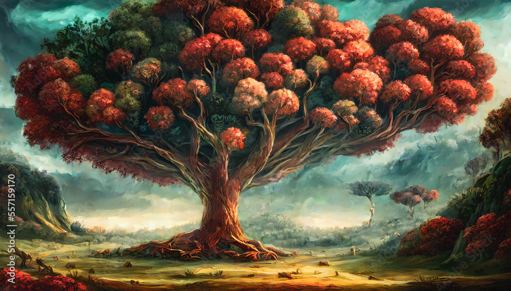 Majestic painting portrays the last tree of life on Earth, standing ...