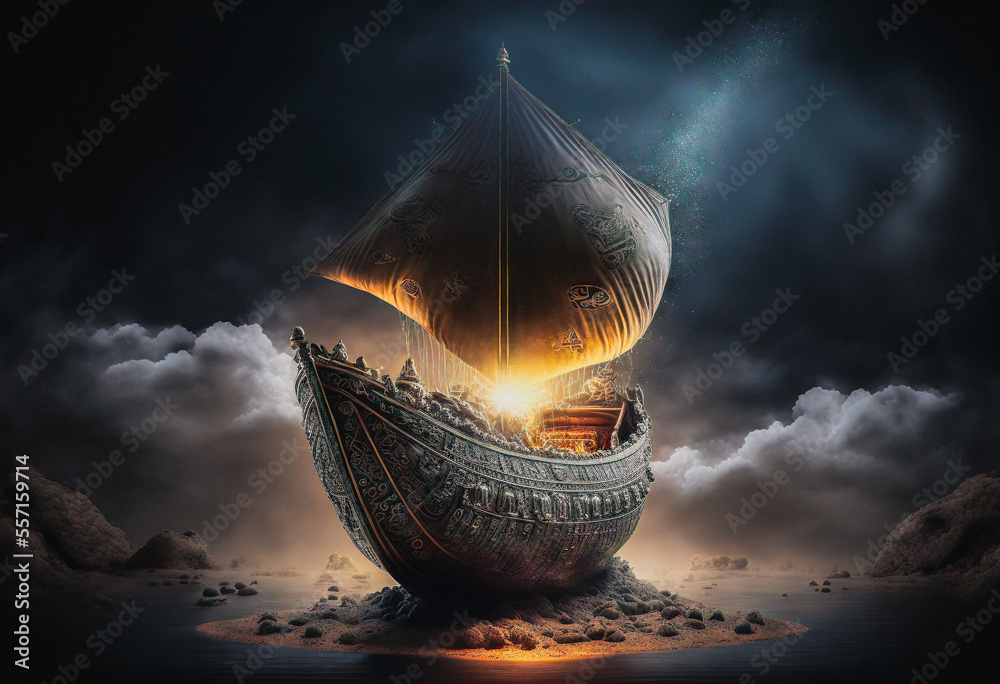 Ancient or alien vessel ufo in a tropical forest environment during ...