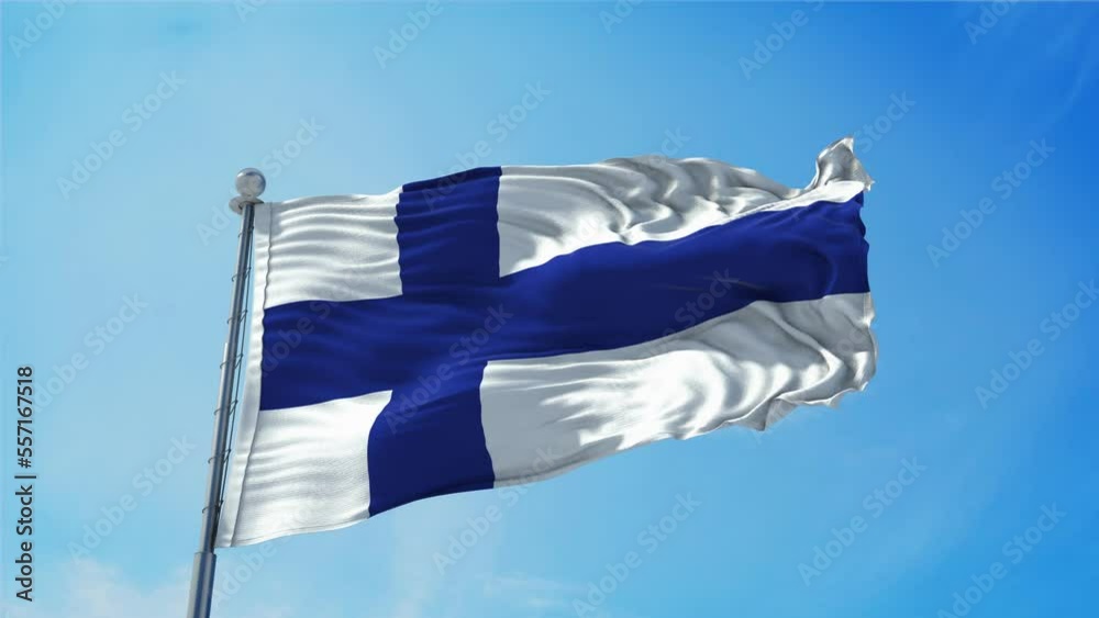 Finland Flag Loop. Realistic 4K. 30 fps flag of the Finland. Finland ...