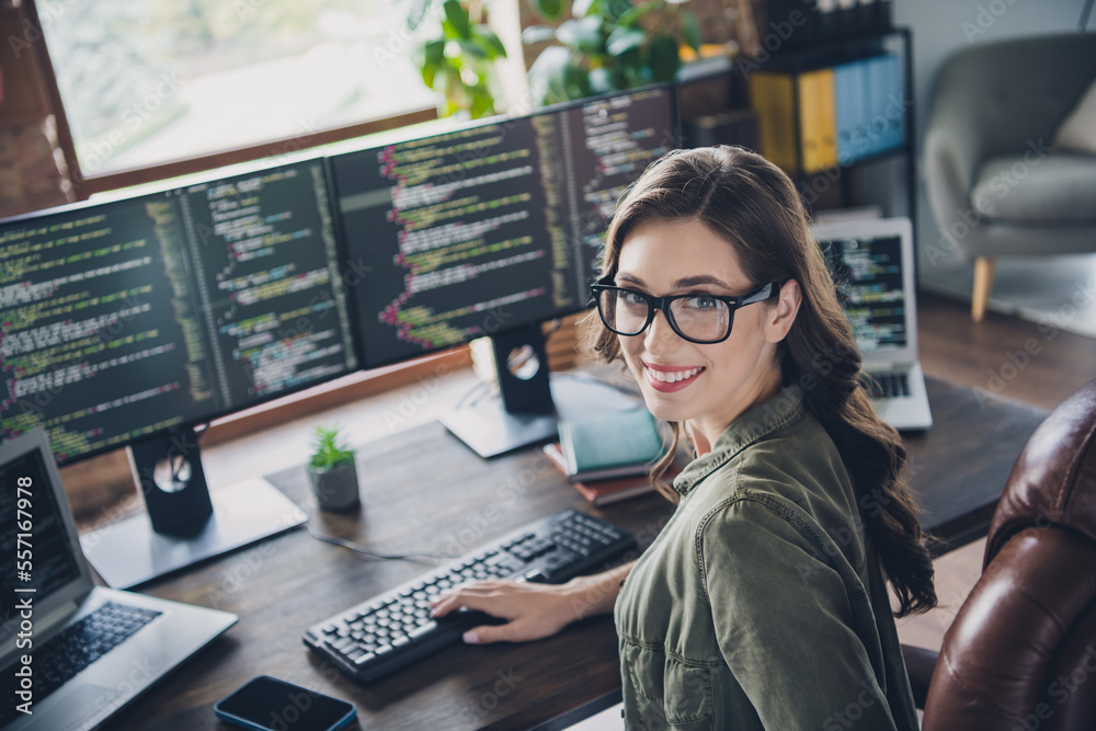 Photo of professional web designer write content plan create site ...