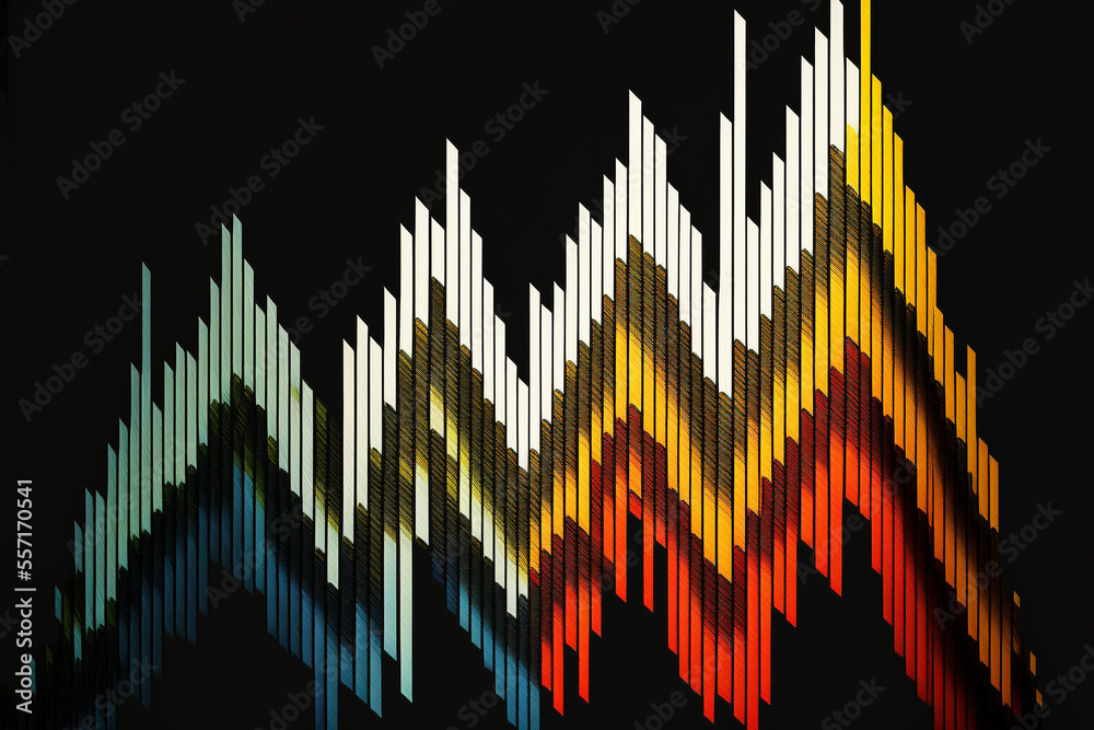 Colorful chart made of many colors without an axis on a black ...