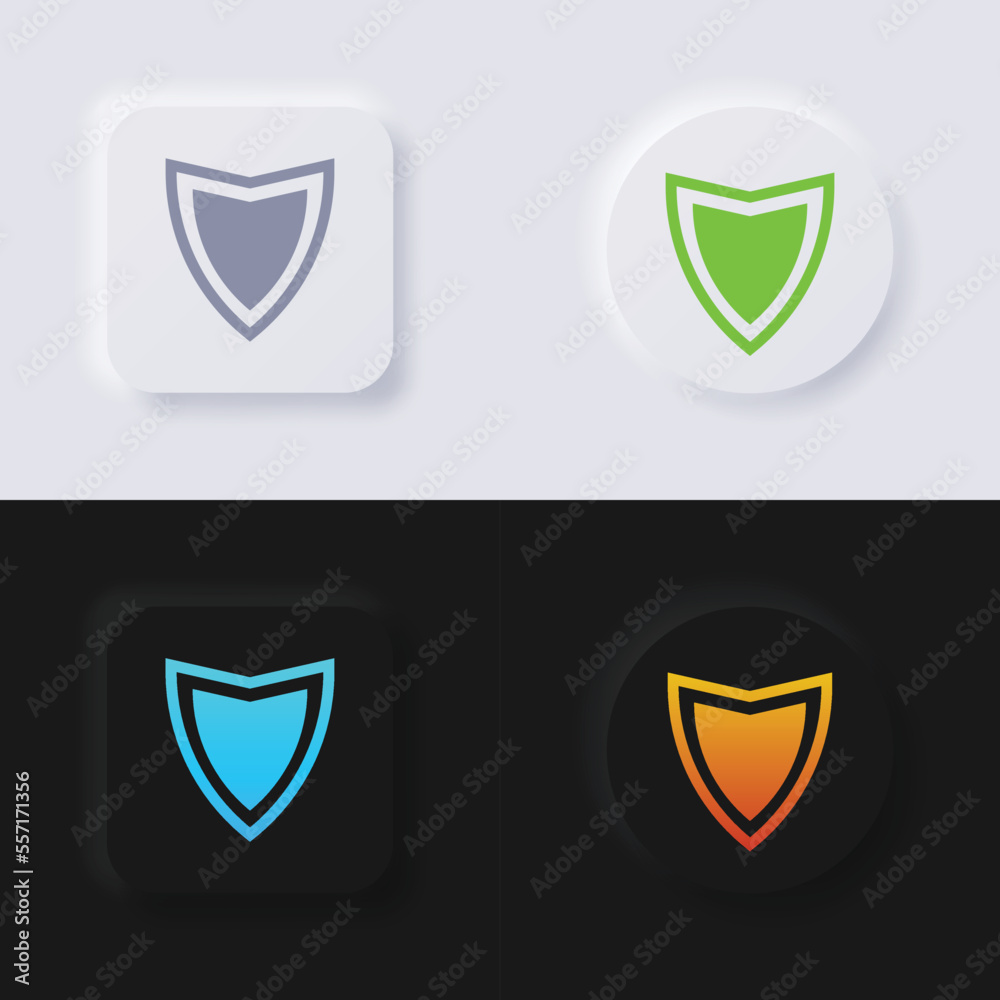 Shield icon set, Multicolor neumorphism button soft UI Design for Web ...