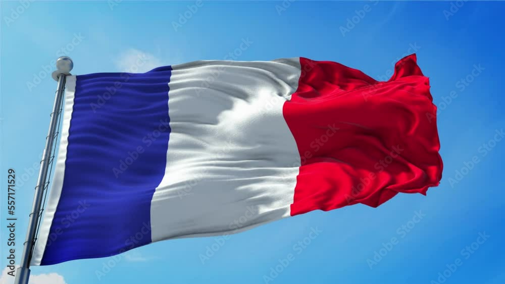 France Flag Loop. Realistic 4K. 30 fps flag of the France. French flag ...