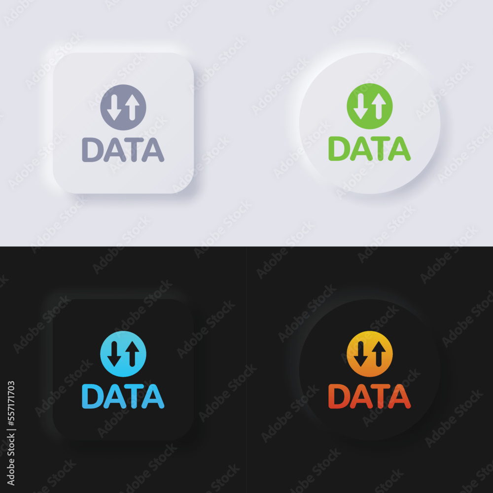 Wireless Internet connection icon set, Multicolor neumorphism button ...