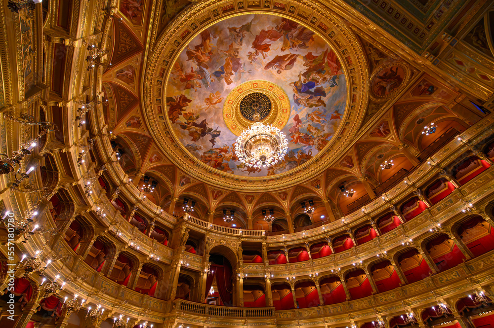 Budapest, Hungary - 02.05.2022: Interior of the Hungarian Royal State ...