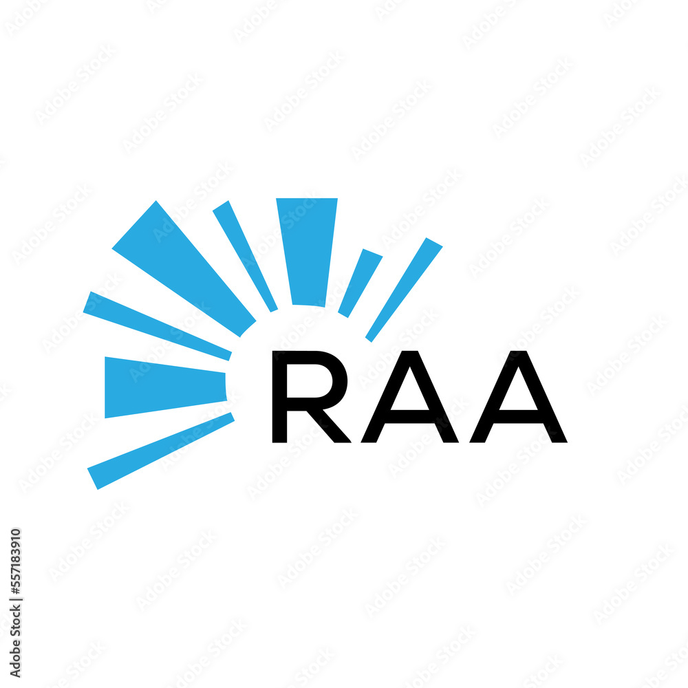RAA letter logo. RAA blue image on white background and black letter ...