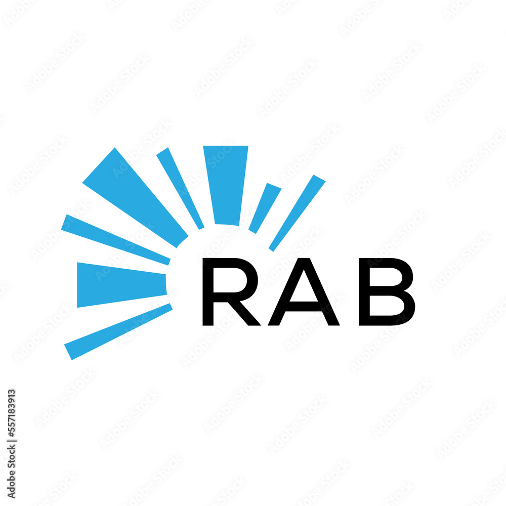 RAB letter logo. RAB blue image on white background and black letter ...