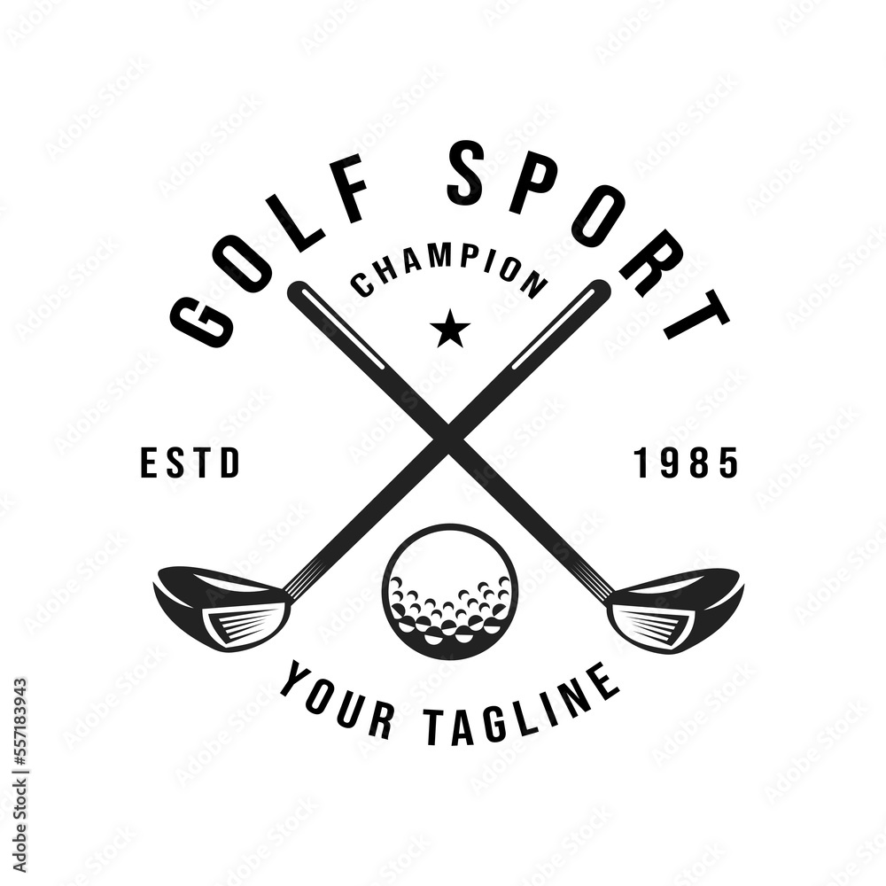 Retro vintage golf, professional golf ball logo template design, golf ...