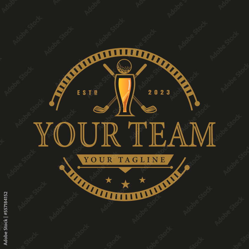 Restaurant Golf Bar with vintage Golf Ball logo design,template,symbol ...