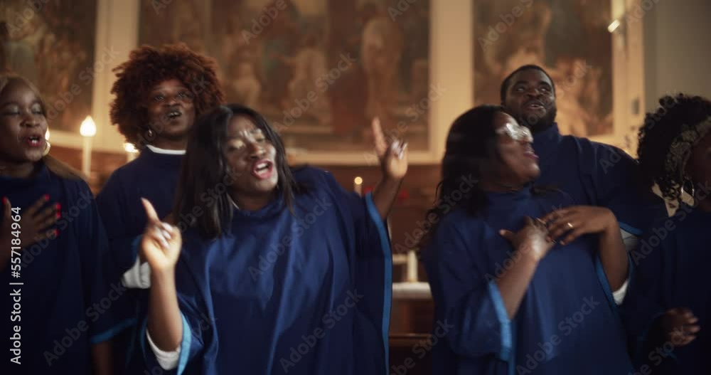 Group Of Christian Gospel Singers Praising Lord Jesus Christ. Song ...
