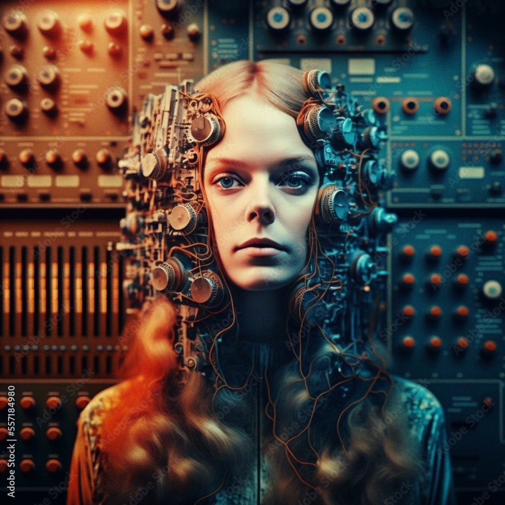 Generative AI portrait in a recording studio Stock Illustration | Adobe ...